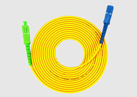 Yellow 3.0mm SC To SC Single Mode Fiber Optic Patch Cord