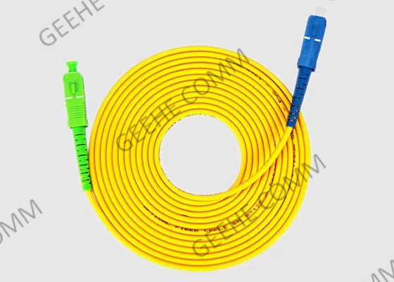 Yellow 3.0mm SC To SC Single Mode Fiber Optic Patch Cord