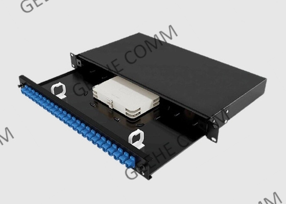 19" Rack Mounted Fiber Optic Patch Panel 24 Port SM Duplex Adapters